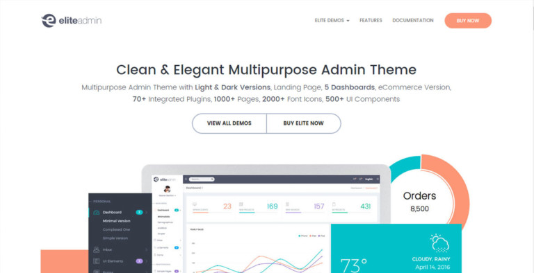 Elite Admin Responsive Web Kit - CSS Nectar Web Design Awards CSS Gallery